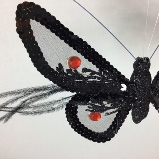 Sommerfugl i sort - Med snor til ophæng - Dekolagersalg