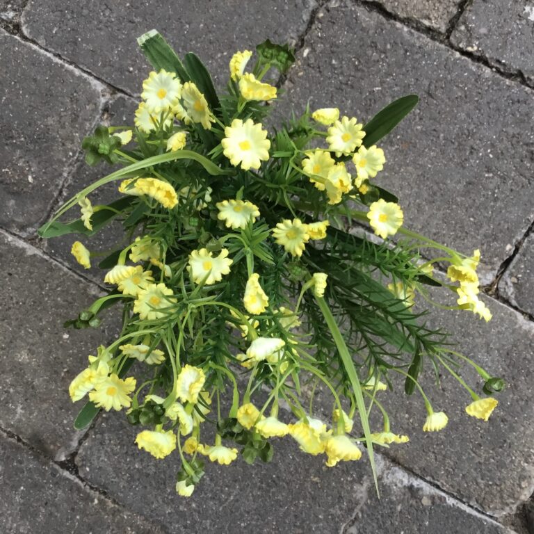 Gul buket med mange blomster - Grøftekantsbuket - Dekolagersalg