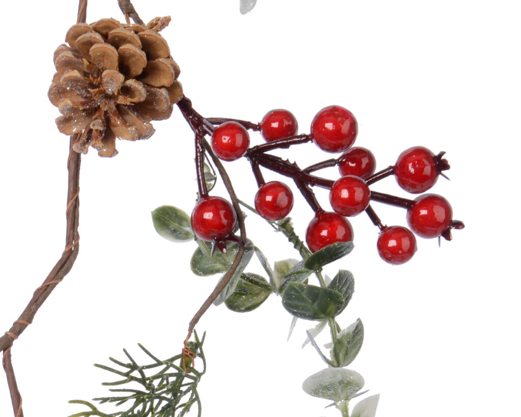 Smuk ranke med bær og kogler - Vinterdekoration - Dekolagersalg